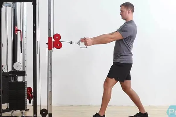 Single-Arm Standing Split-Stance Cable Row - Daily Bodyweight Exercises